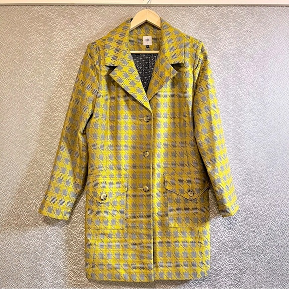 CAbi | Jackets & Coats | L Cabi Yellow Houndstooth Coat | Poshmark